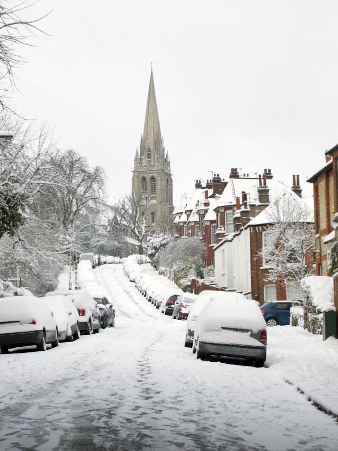 Snow covered London Road. editorial stock photo. Image of traffic - 8026198