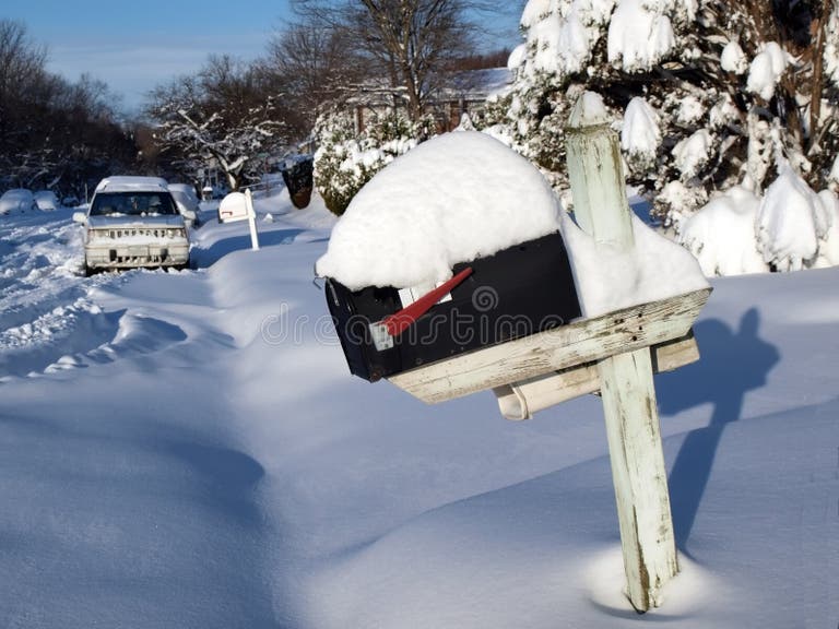 Snow covered mailbox stock image. Image of residence - 12270003