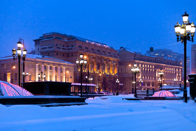 Snow Covered Manege Square in Winter Stock Image - Image of moskva ...