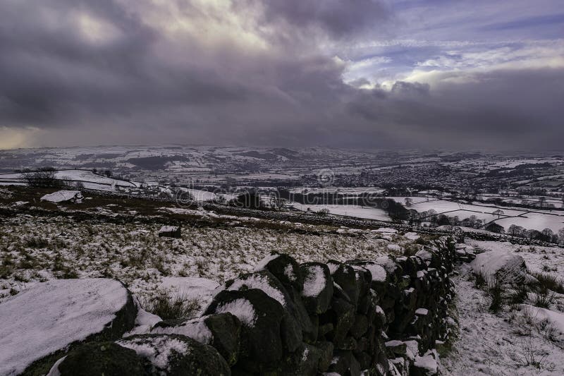 Snow Covered Moors stock image. Image of valley, snowscape - 332537137