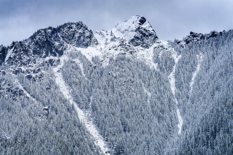Snow Covered Mount Si Peak Snow North Bend Washington Stock Photo ...