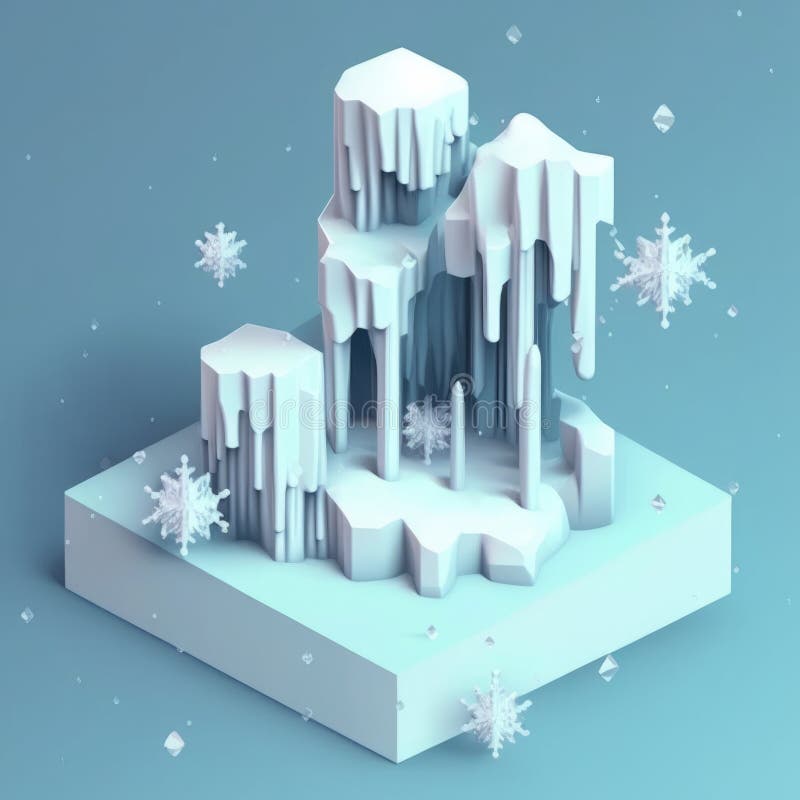 Snow-covered Mountain Peak with a Majestic View, Isometric Low Poly ...