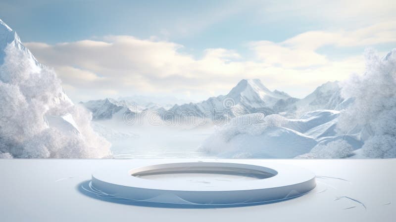 A Snow-covered Mountain Range with a Large, White Circle in the ...