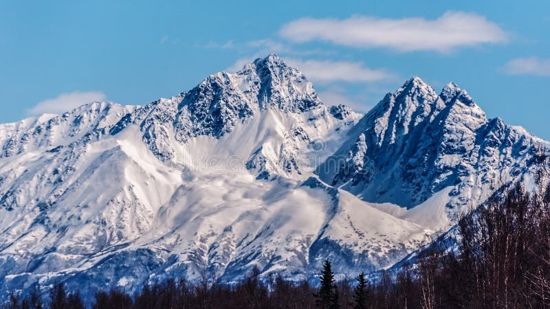 Snow Covered Mountain during Springtime in Alaska. Stock Image - Image ...