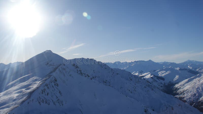 Snow Covered Mountain Under Gray And White Sky Stock Image - Image of ...