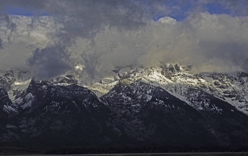 Snow Covered Mountains of the Grand Tetons. Stock Photo - Image of ...