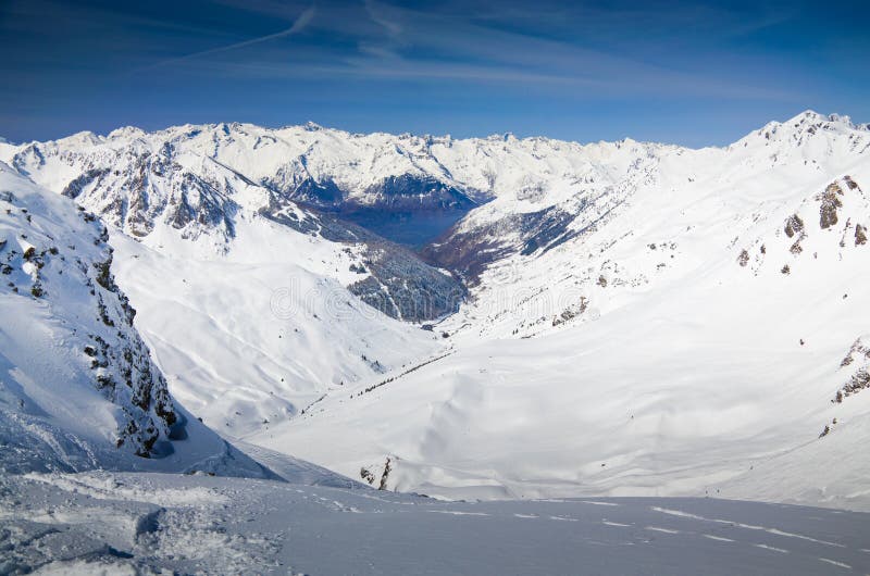 Snow-covered Mountains in the Spring Pyrenees Stock Image - Image of ...