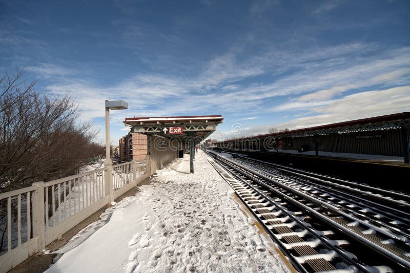 Snow Covered NYC Train Station Stock Photo - Image of station, city ...