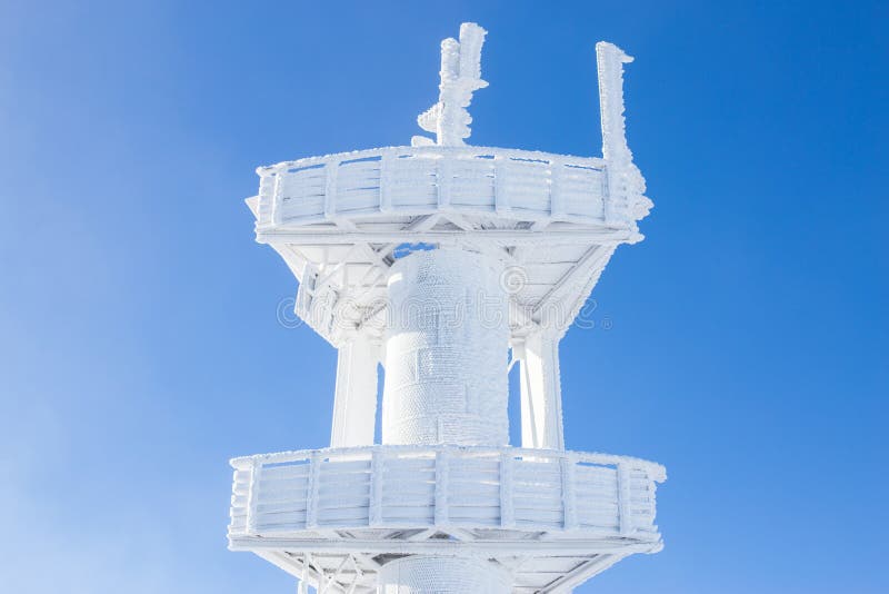 Snow-covered Observation Tower. Heavy Snow on the Building Stock Image ...