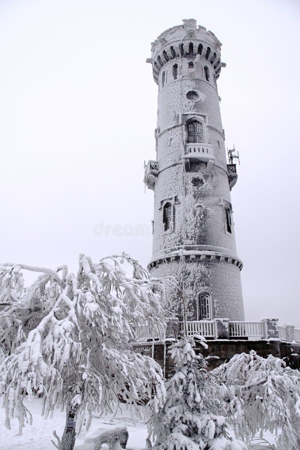 Snow covered outlook tower stock photo. Image of gallery - 12791352