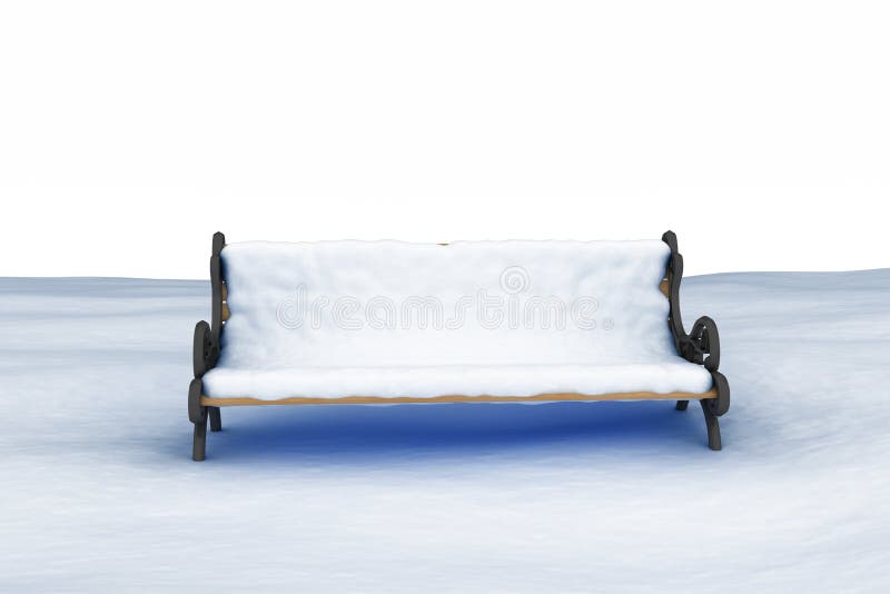 Snow covered park bench stock illustration. Illustration of background ...
