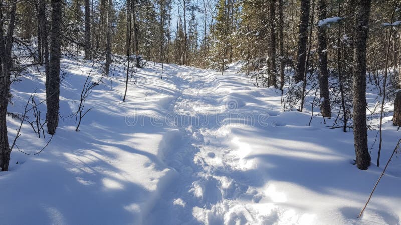 Snow-Covered Path through a Winter Forest Stock Illustration ...