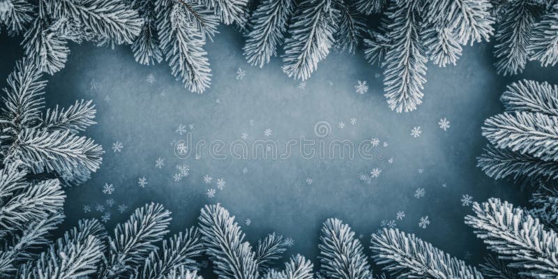 Snow-covered Pine Tree Frame Stock Photo - Image of frame, branches ...