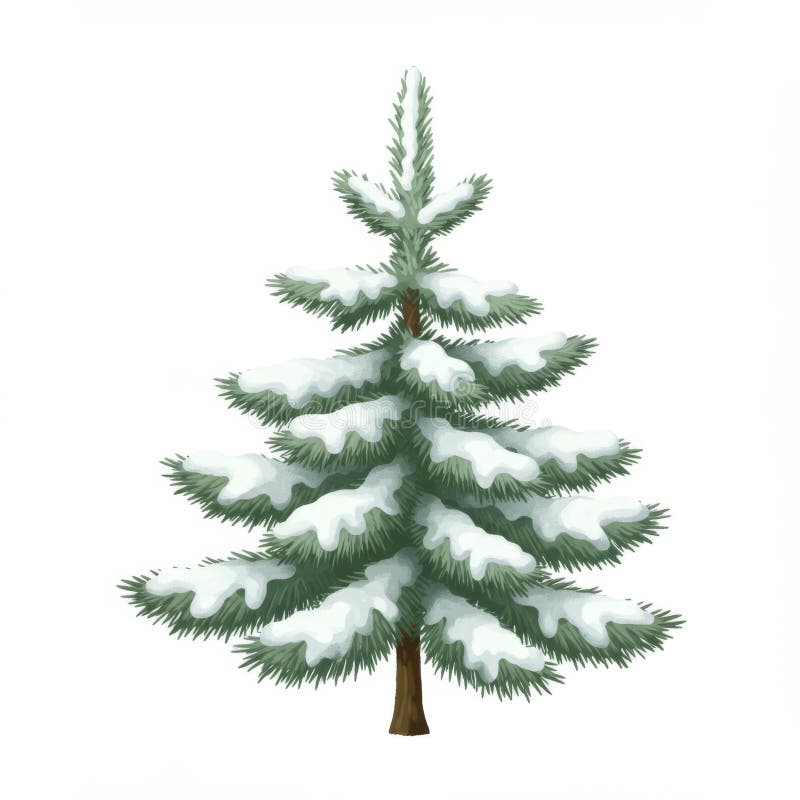 Snow Covered Pine Tree Winter Illustration Stock Illustration - Illustration of frost, pixel ...