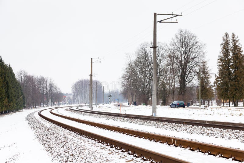 A Snow Covered Railway Track in Sigulda. Editorial Stock Image - Image ...