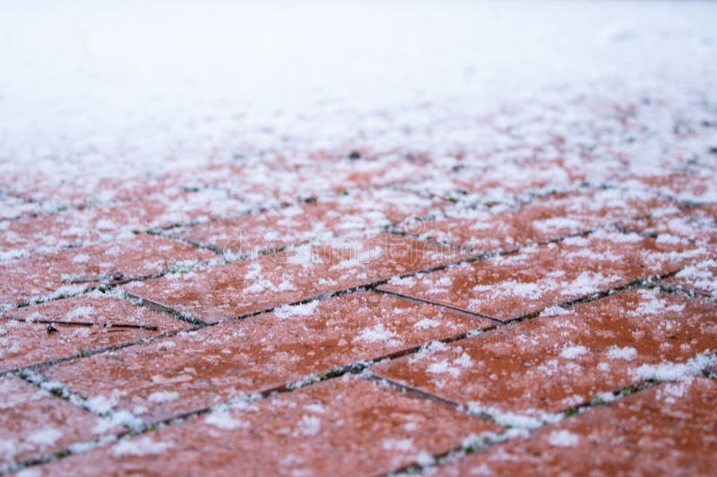 Snow Covered Red Bricks Path Ground Stock Photos - Free & Royalty-Free ...