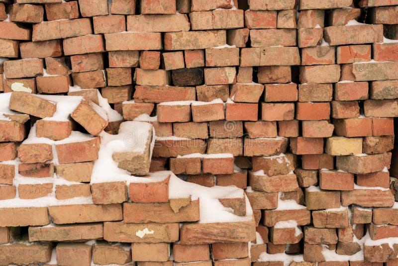 Snow Covered Red Bricks stock image. Image of outdoor - 85455751