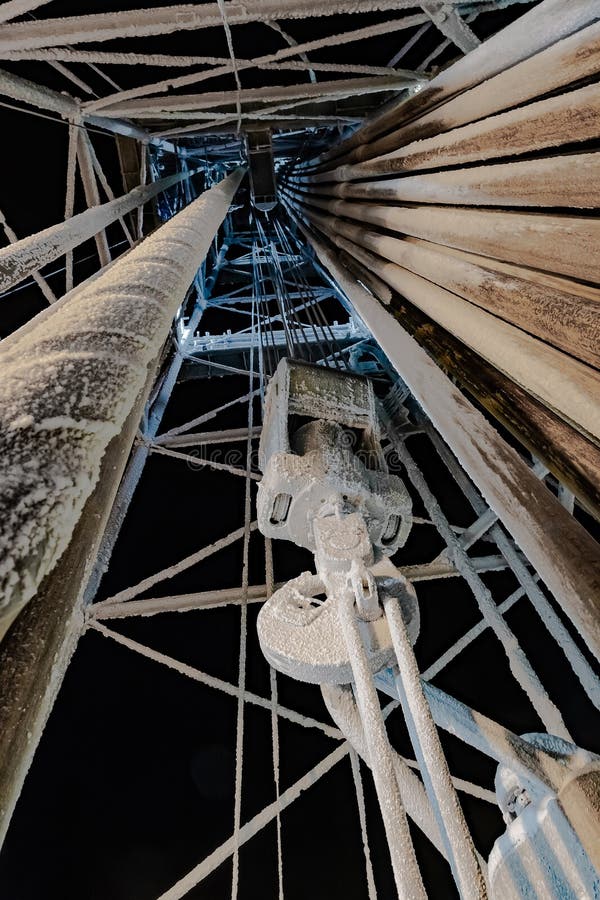 Inside View of a Rig on a Winter Night. Stock Image - Image of ...