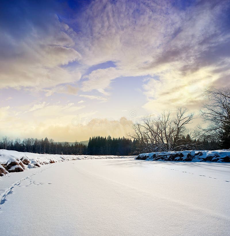Snow covered river stock image. Image of icing, natural - 23375623