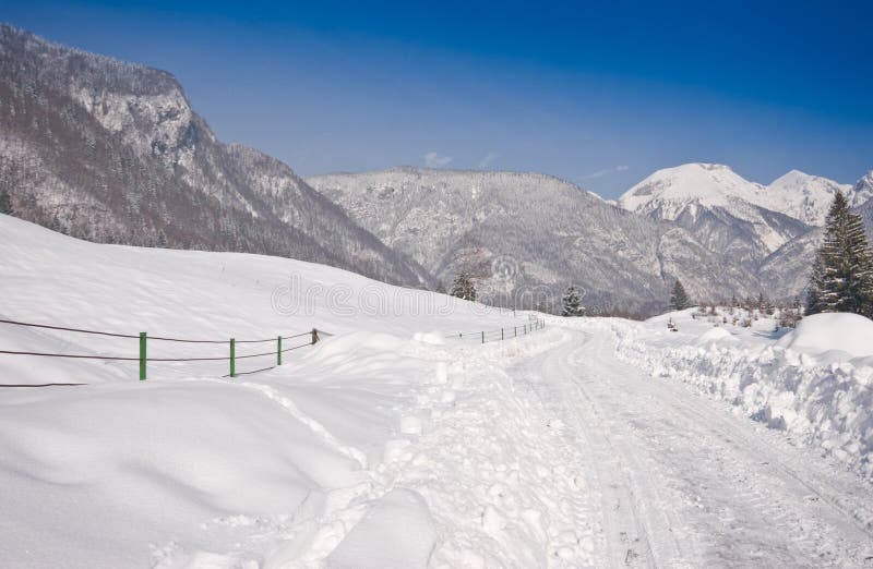 Snow covered road stock image. Image of field, cold, christmas - 13920997