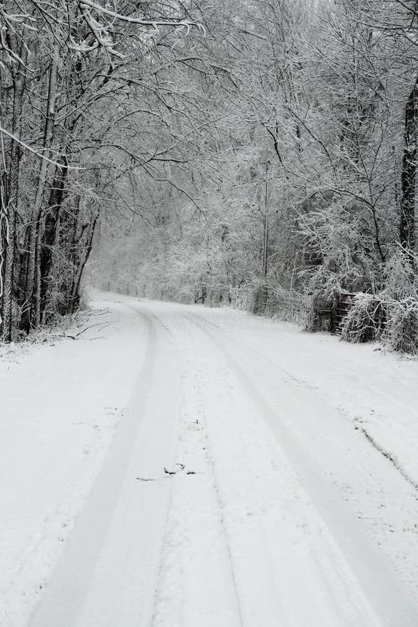 Snow Covered Road stock image. Image of nature, travel - 15110501
