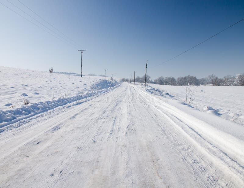 Snow covered road stock photo. Image of range, panorama - 18141998