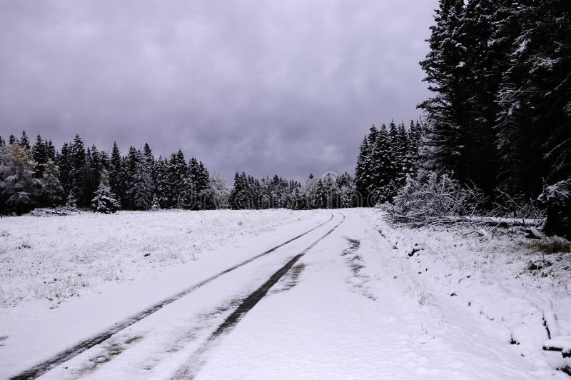 Snow Covered Road stock image. Image of curve, road, travel - 20053707