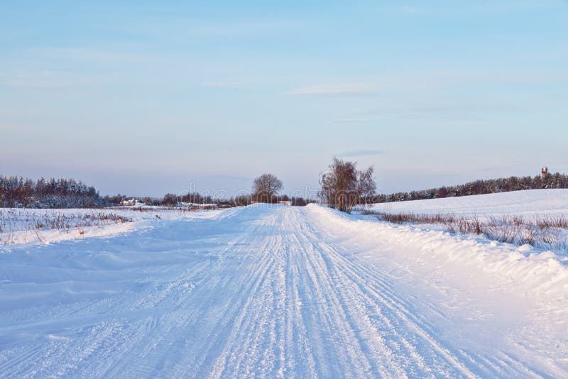 Snow-covered road stock image. Image of blue, winter - 23518311