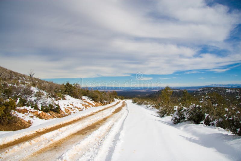 Snow covered road stock image. Image of colors, outdoors - 4000303