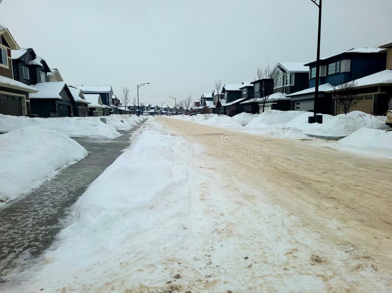 Snow Covered Road Ice on the Sidewalk Stock Image - Image of sidewalk ...