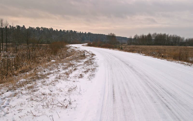 Snow-covered road stock photo. Image of climate, scenics - 35200410