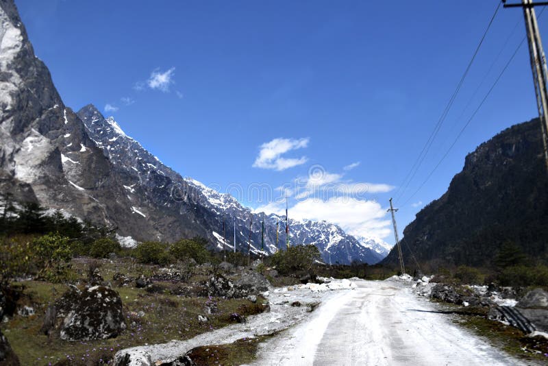 Snow Covered Road at Zero Point, East Sikkim, India. Stock Photo ...