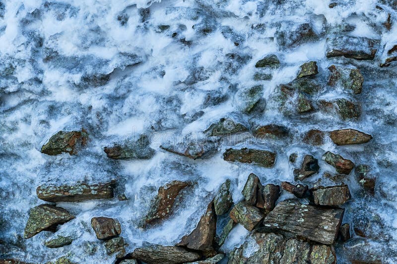 Snow Covered Rock Pattern, Close Up. Icy and Cold Concept Stock Image ...