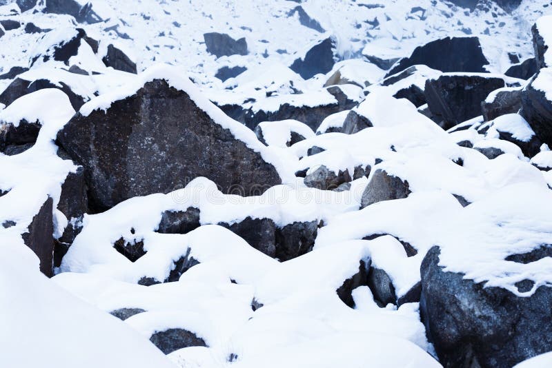Snow Covered Rocks stock image. Image of cool, close - 66273769