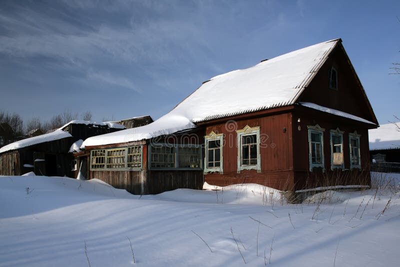 Snow covered rural house stock photo. Image of frozen - 17955974