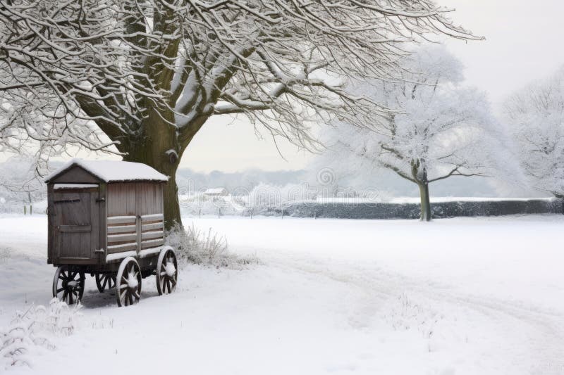 Snow-covered Shepherds Hut in a Rural Setting Stock Photo - Image of ...