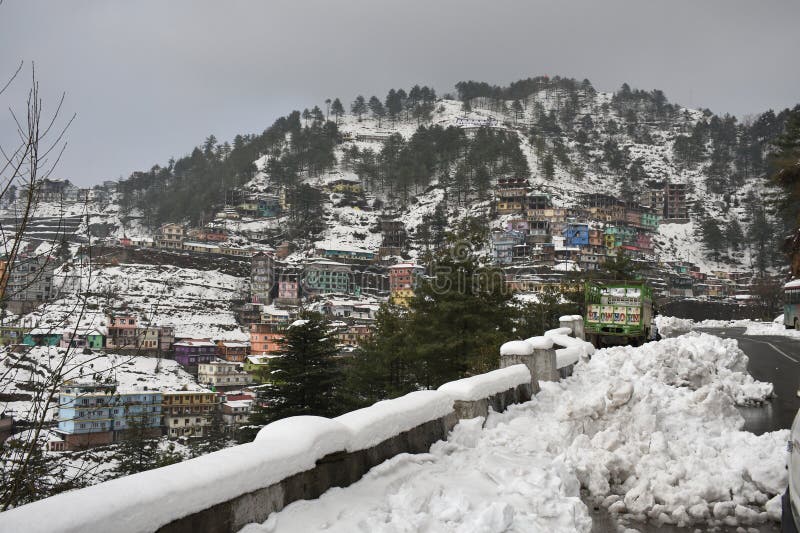 Snow covered Shimla city . stock image. Image of color - 269934239
