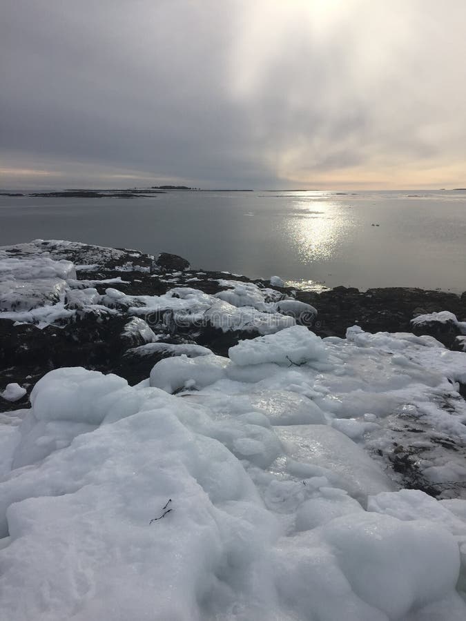 Snow covered shoreline stock image. Image of snow, shoreline - 51388851