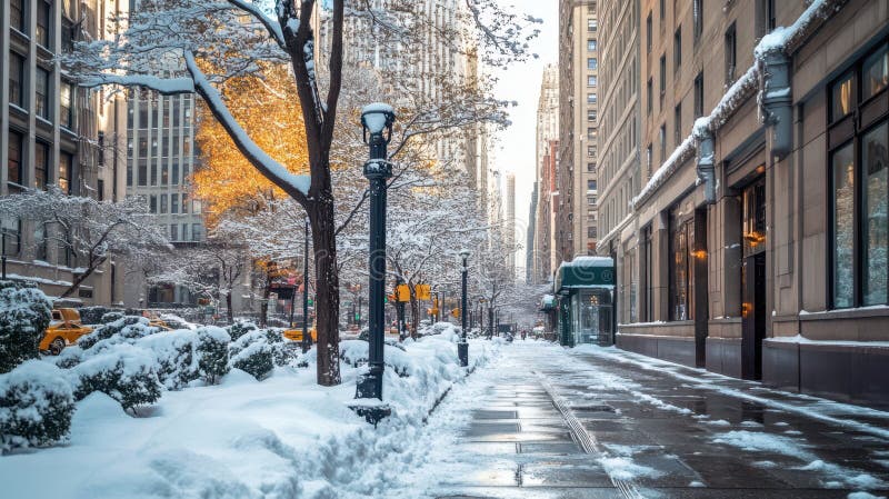 Snow-covered Sidewalk Near Building Entrance Stock Illustration ...