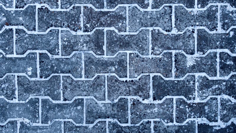 Snow Covered Small Paving Tiles, the Slabs. Winter Pavement Background ...