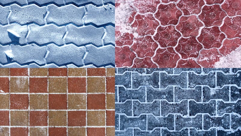 Snow Covered Small Paving Tiles, the Slabs. Winter Pavement Background ...