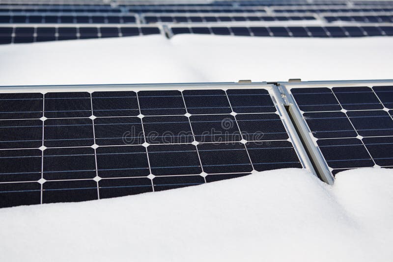 Snow-covered solar panel stock photo. Image of renewable - 29501370