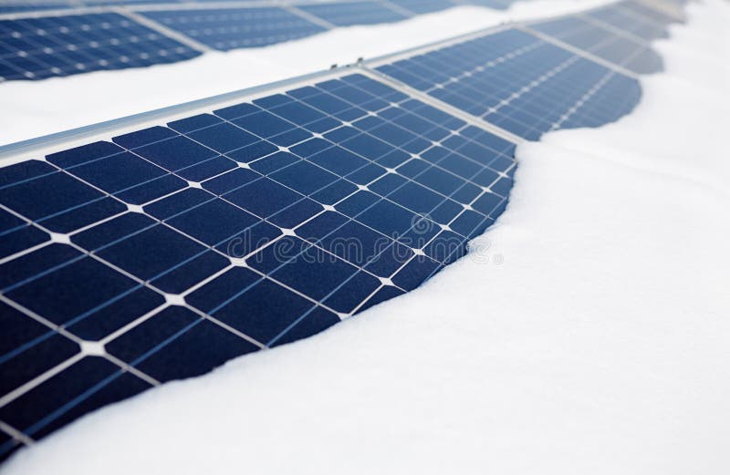 Snow-covered solar panel stock image. Image of electricity - 29501389