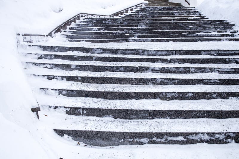Snow-covered Steps Leading Up To Building Stock Image - Image of design ...