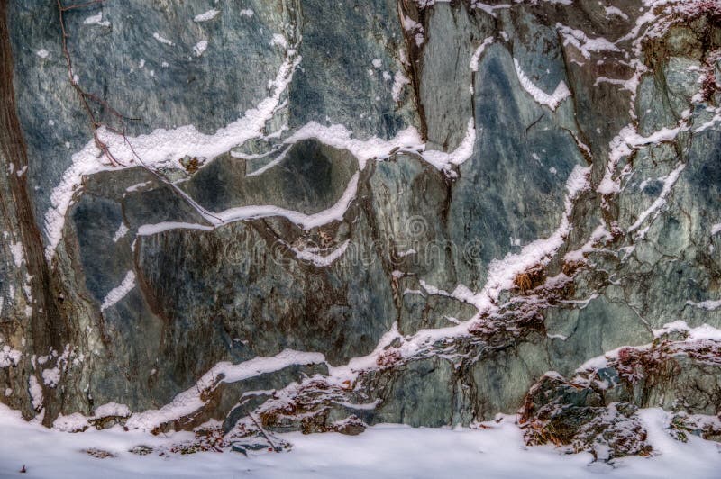 Snow Covered Stone Abstract Stock Image - Image of cliff, northeast ...