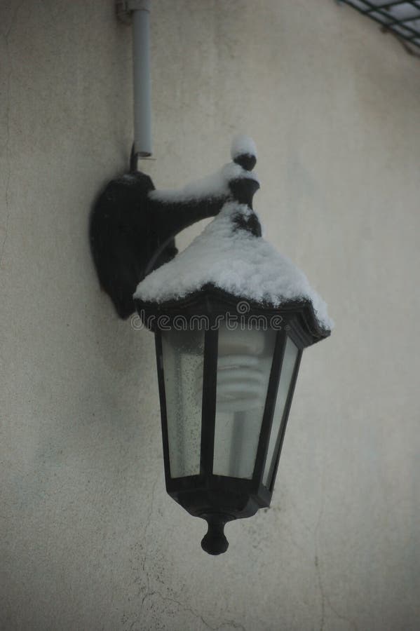 Snow-covered street lamp stock photo. Image of forest - 175204070