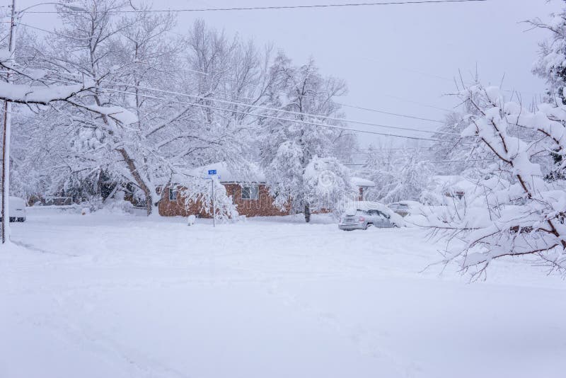 Snow Covered Streets in Boulder Colorado Winter Storm Stock Image ...