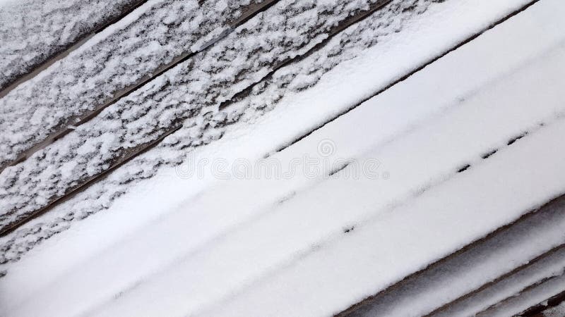 Snow Covered Surface. Wooden Slats Covered with Snow Stock Photo ...