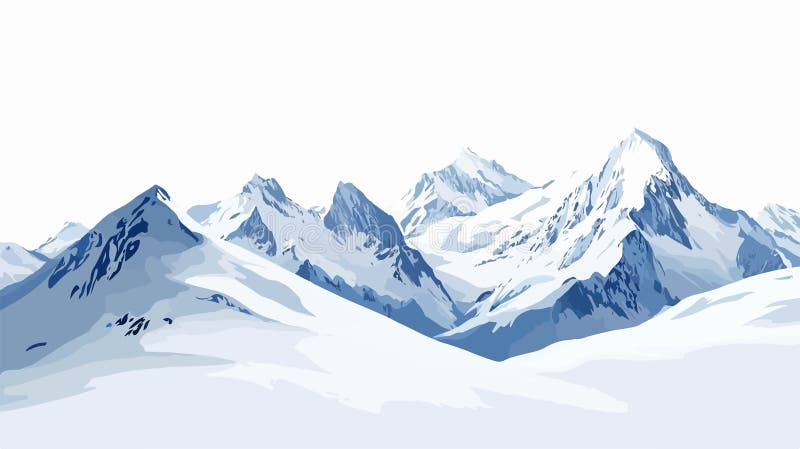 Snow Covered Swiss Alps Panoramic View Vector Illustration Stock Vector ...
