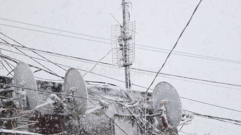 Snow-covered Television Antennas Stock Photo - Image of blizzard ...